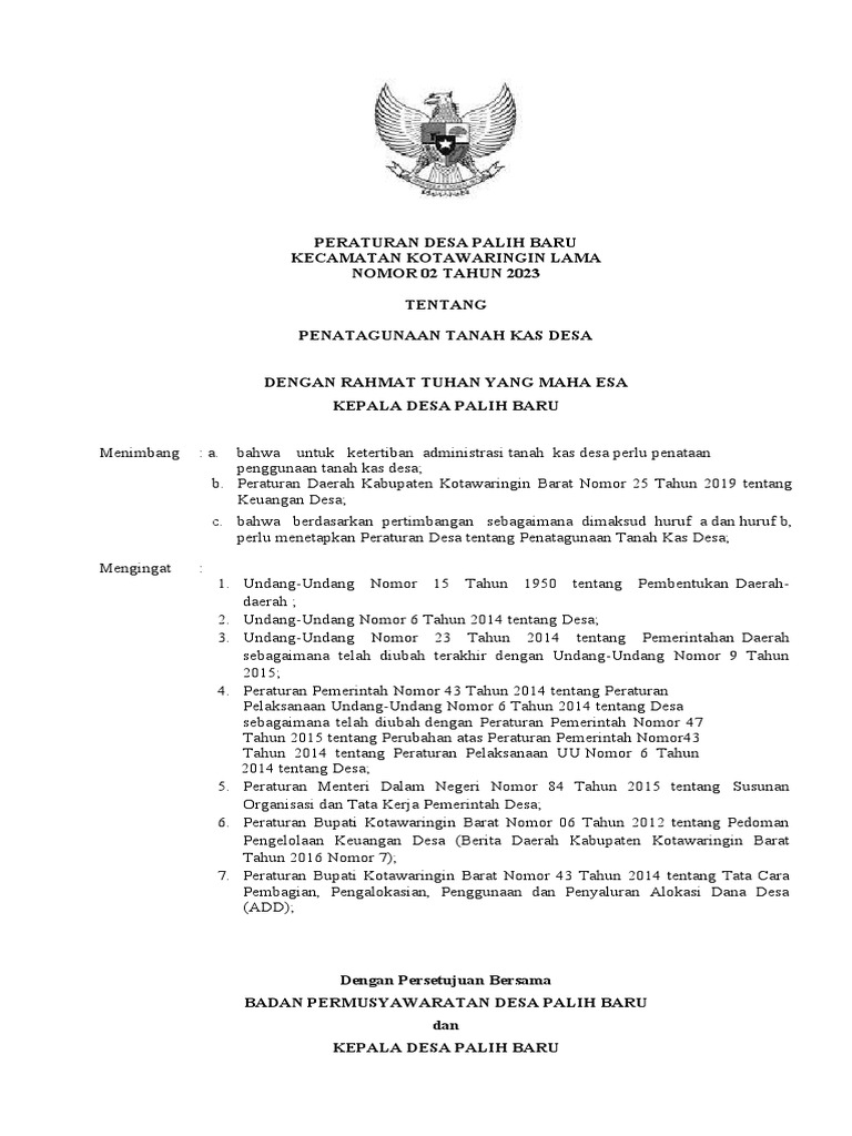 Perdes Tanah Kas Desa | PDF