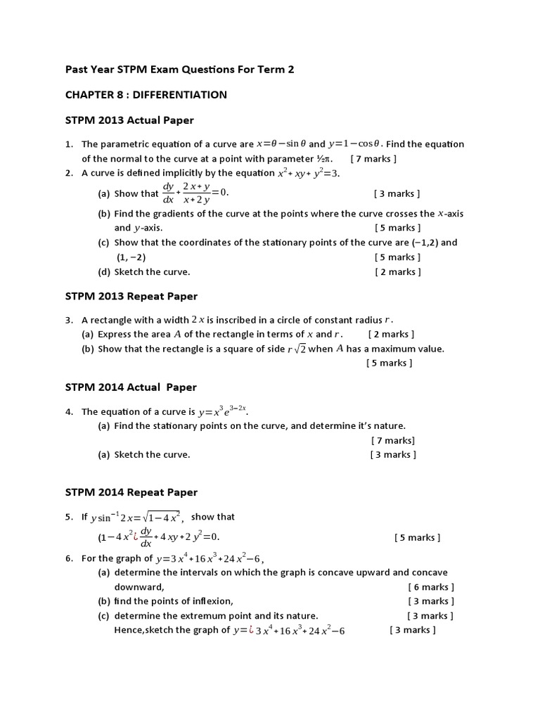 Chapter 8 - Differentiation | PDF | Equations | Curve