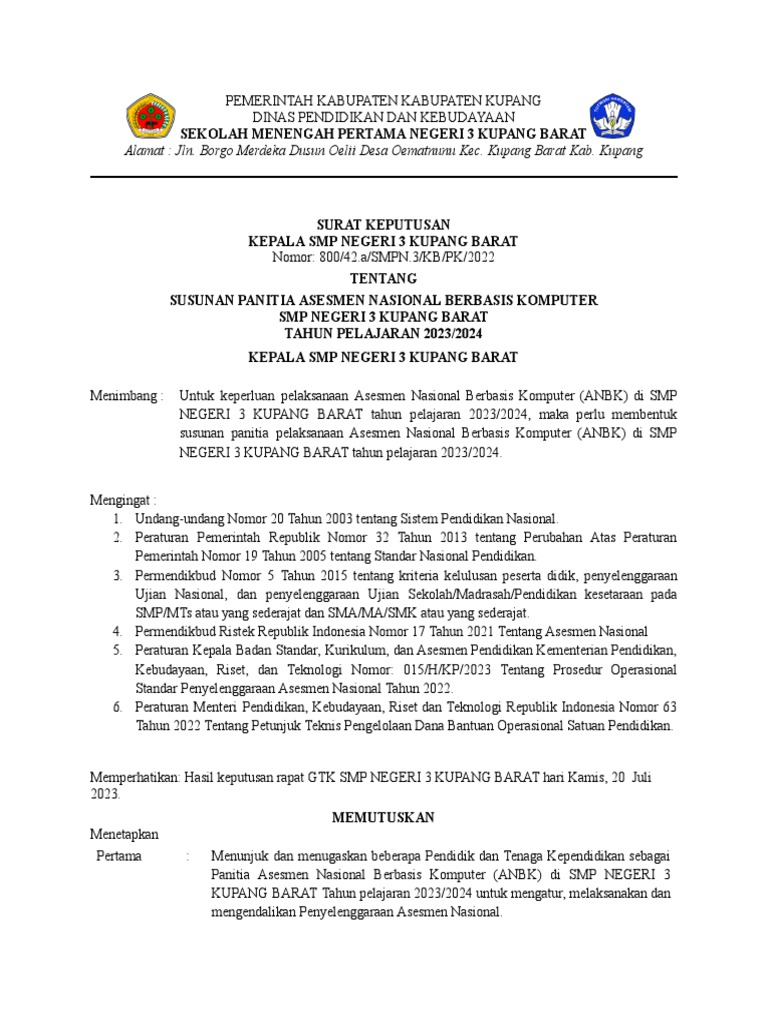 SK ANBK 2023 - 2024 | PDF | Ilmu Sosial | Sains & Matematika