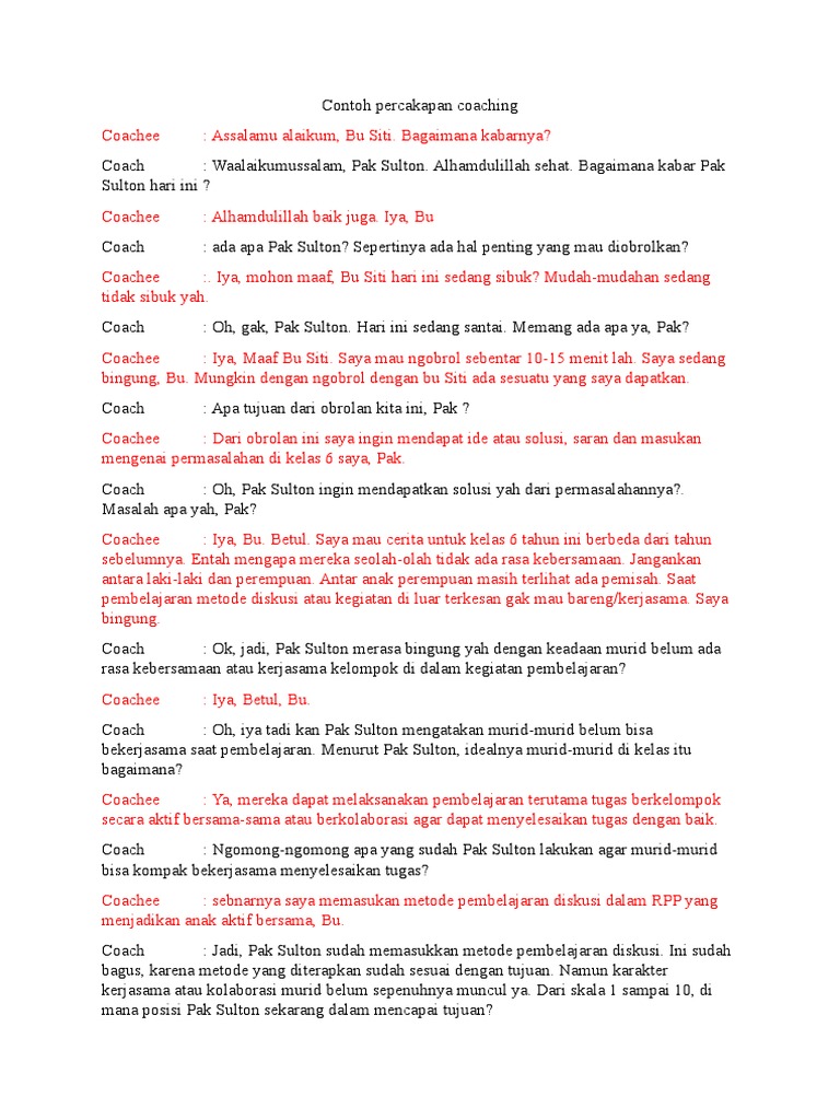 Contoh Percakapan Coaching | PDF