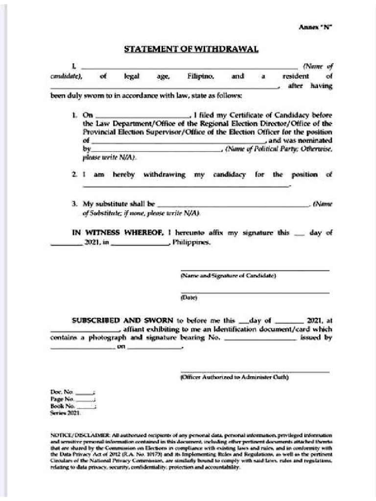 Statement of Withdrawal | PDF