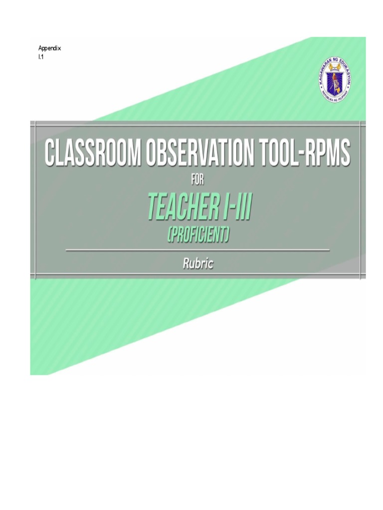Rubric Cot Rpms Proficient 2022 2023 | PDF | Learning | Teachers