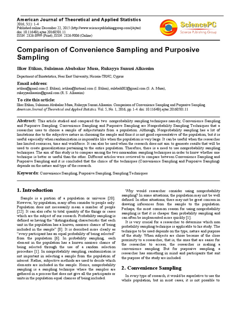 Comparison of Convenience Sampling and P | PDF | Sampling (Statistics) | Quantitative Research