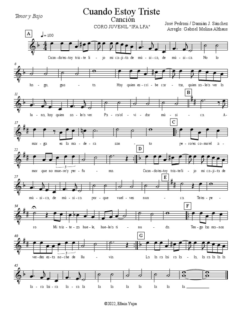 Cuando Estoy Triste - Tenor y Bajo | PDF