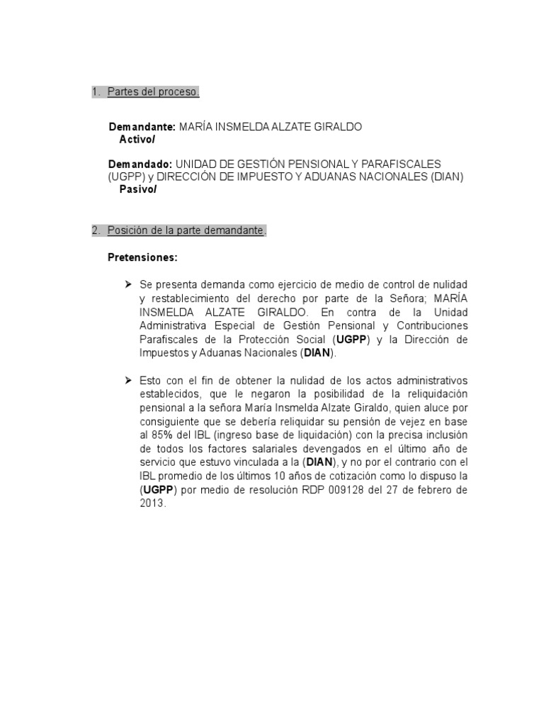Las Partes Del Proceso, La Posición de La Parte Demandante. | PDF