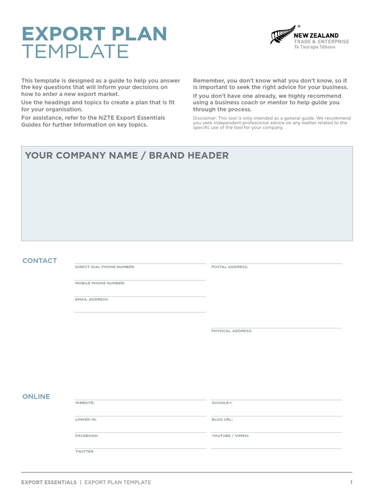 Export Plan Template C9ui | PDF | Exports | Marketing