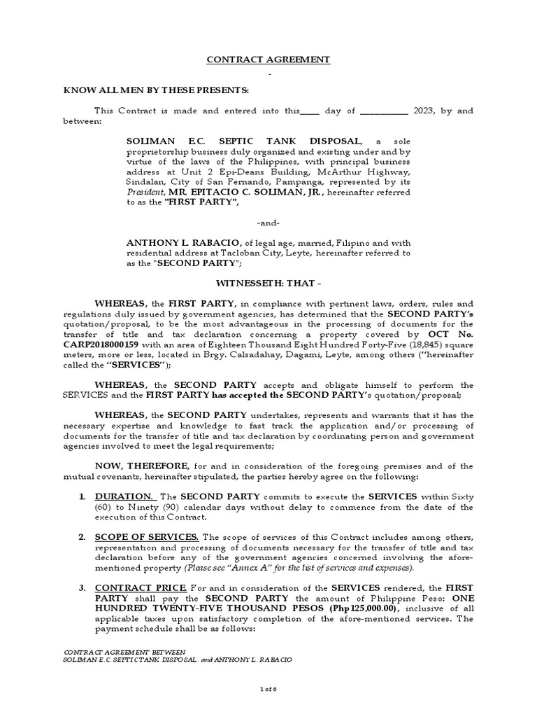 Contract Agreement - Leyte | PDF | Breach Of Contract | Legal Liability
