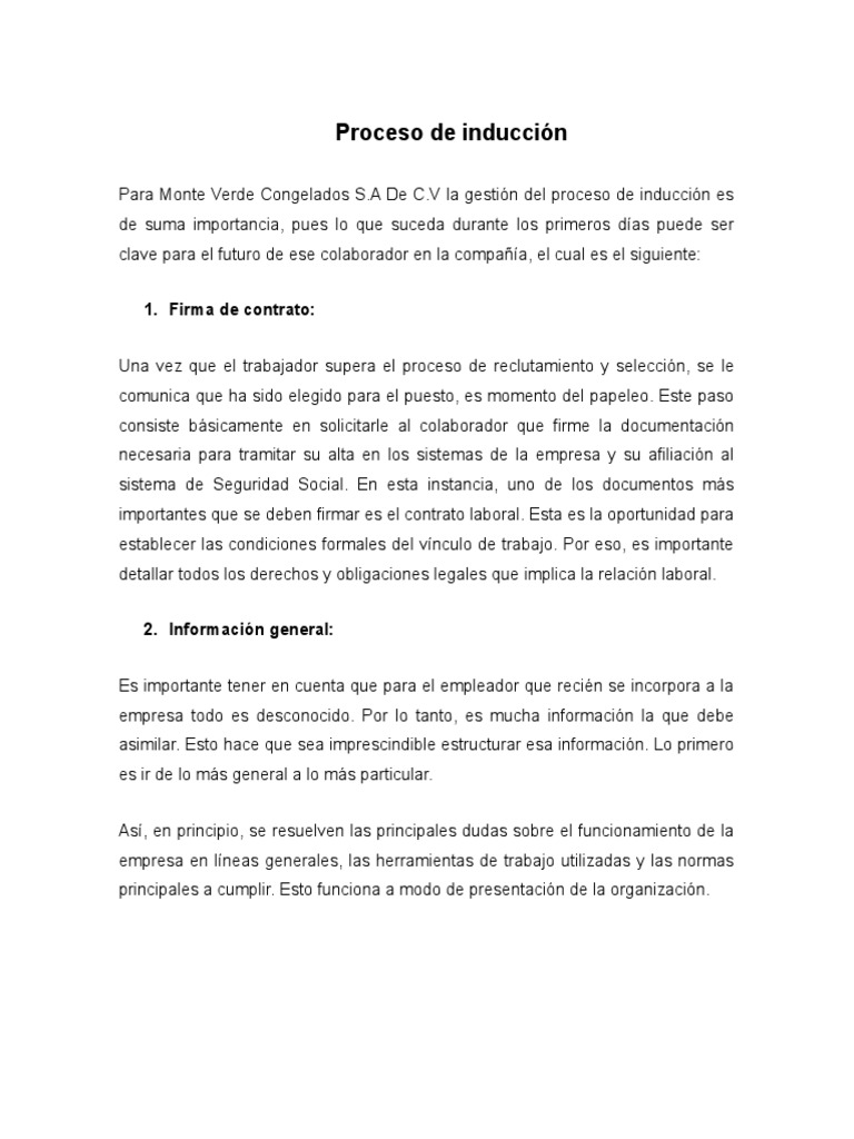 Proceso de Inducción | Descargar gratis PDF | Derecho laboral | Business