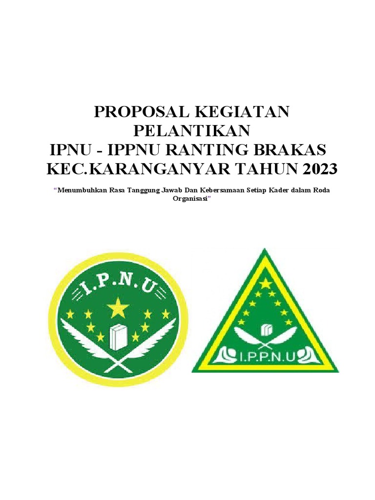 Proposal Pelantikan Ipnu Ippnu Brakas | PDF Proposal Pelantikan Ipnu Ippnu Brakas | PDF
