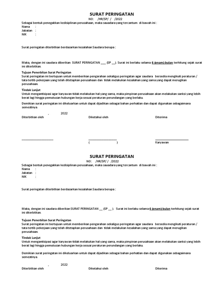 FORM Surat Peringatan | PDF