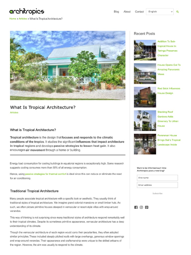 What Is Tropical Architecture - Architropics | PDF