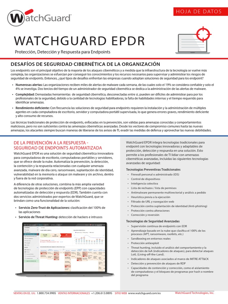 Datasheet - Endpoint Watchguard EPDR | Descargar gratis PDF | La ...