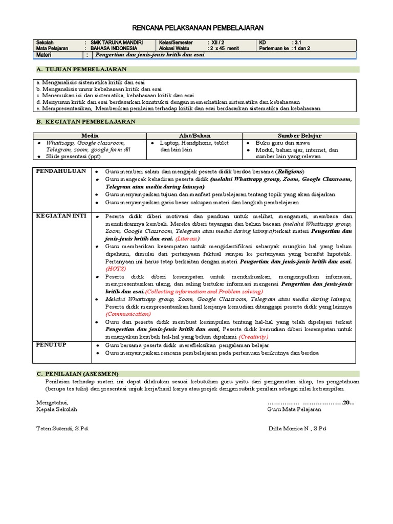 RPP 3 Surat Lamaran Pekerjaan Bagian 3 | PDF