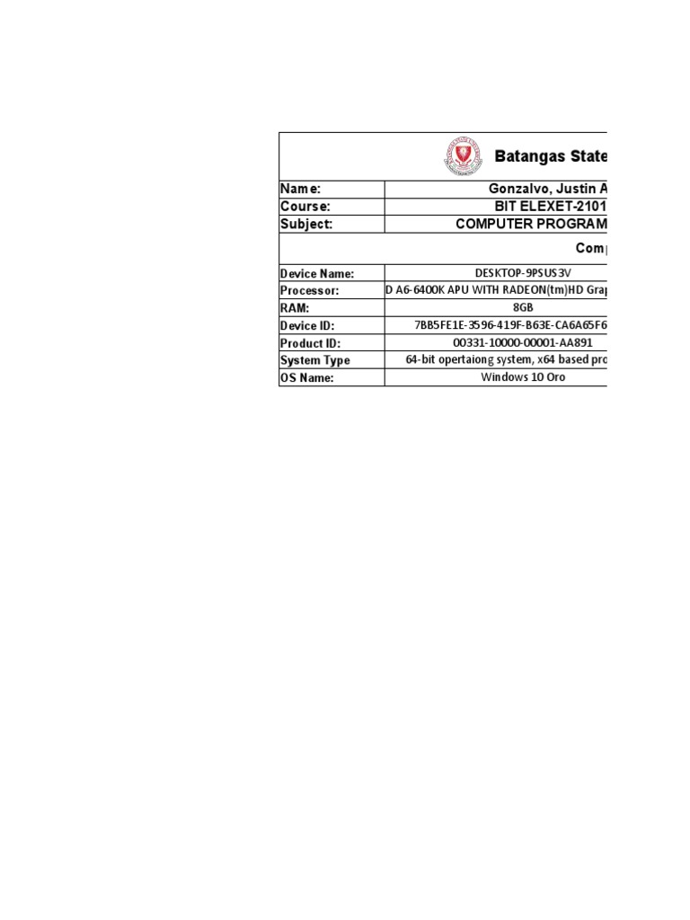 Computer Specifications | PDF