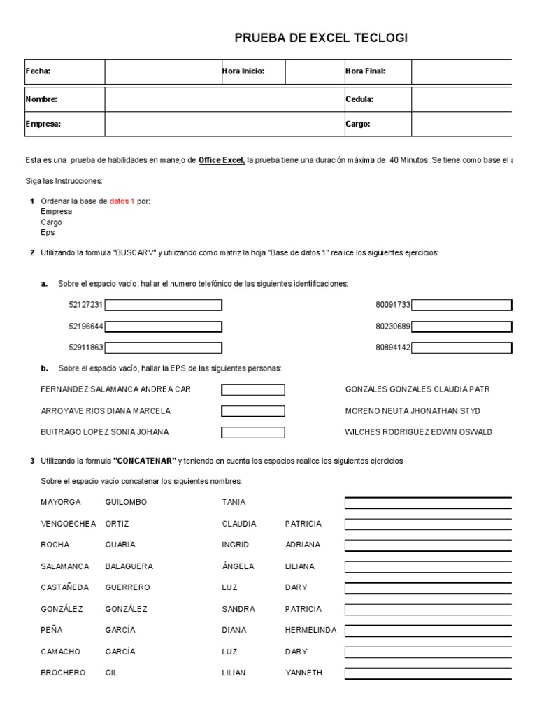 Prueba de Excel Teclogi | PDF