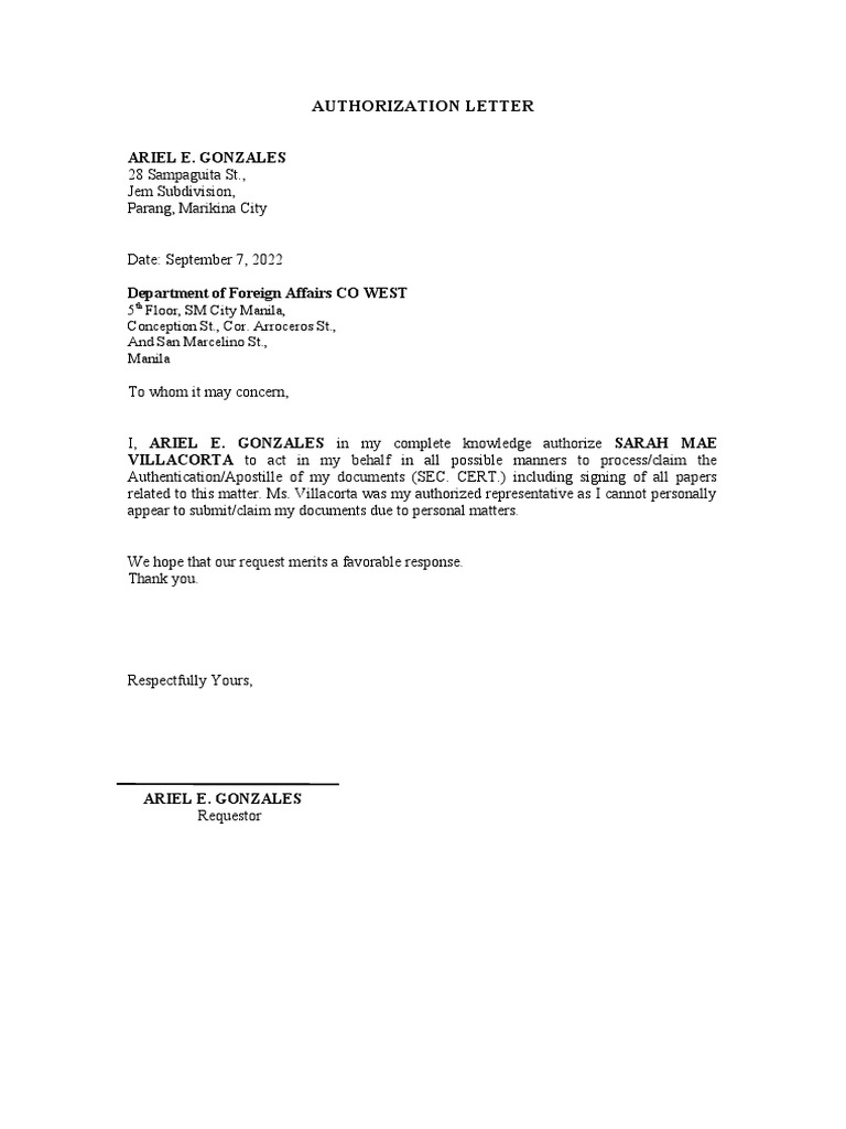 Authorization for Document Processing | PDF | Law