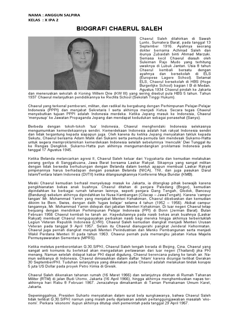 Biografi Chaerul Saleh: Tokoh Proklamasi | PDF