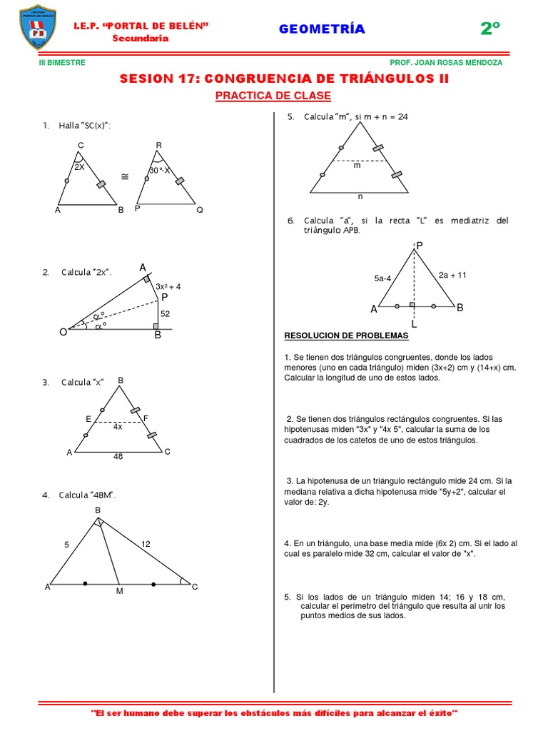 PC-Sesion 17 Geometria 2do 2023 | PDF | Triángulo | Matemáticas