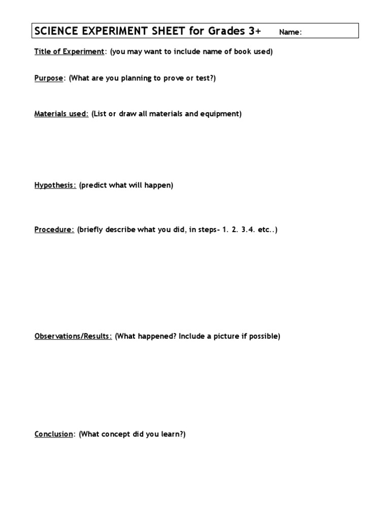 Science Experiment Sheet | PDF