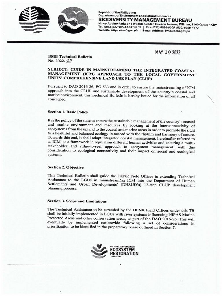 Bmb-Tb-No.2022-02. Guide in Mainstreaming The Integrated Coastal ...