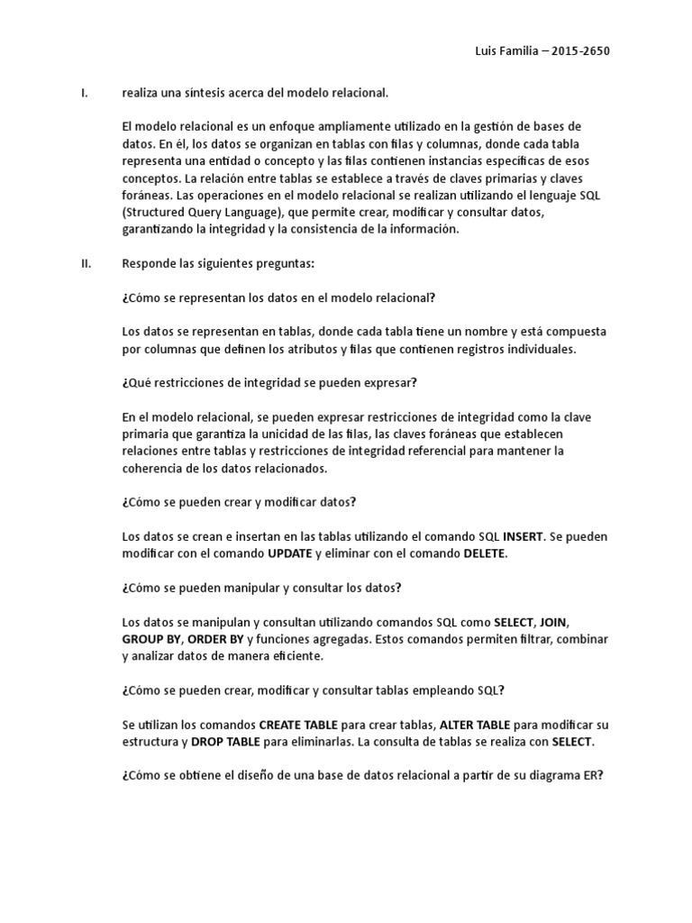 Modelo Relacional | PDF | Base de datos relacional | SQL