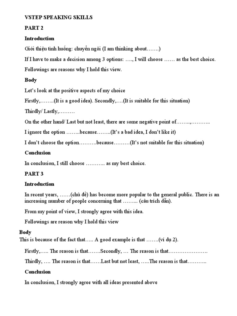 Vstep Speaking Skills1 | PDF