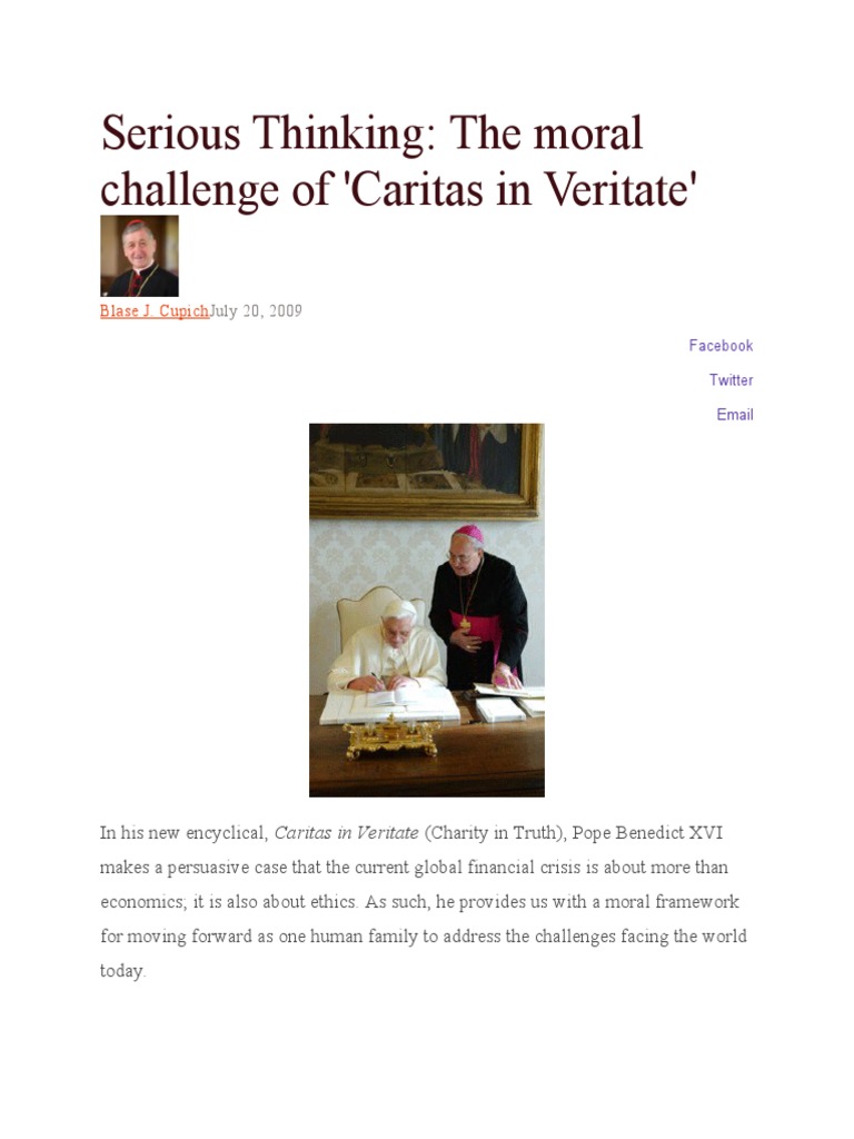 The Moral Challenge of 'Caritas in Veritate' | PDF The Moral Challenge of 'Caritas in Veritate' | PDF