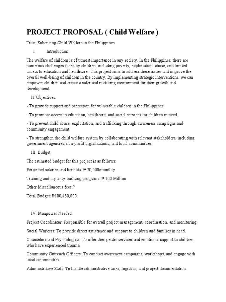 Project Proposal | PDF | Child Protection | Welfare