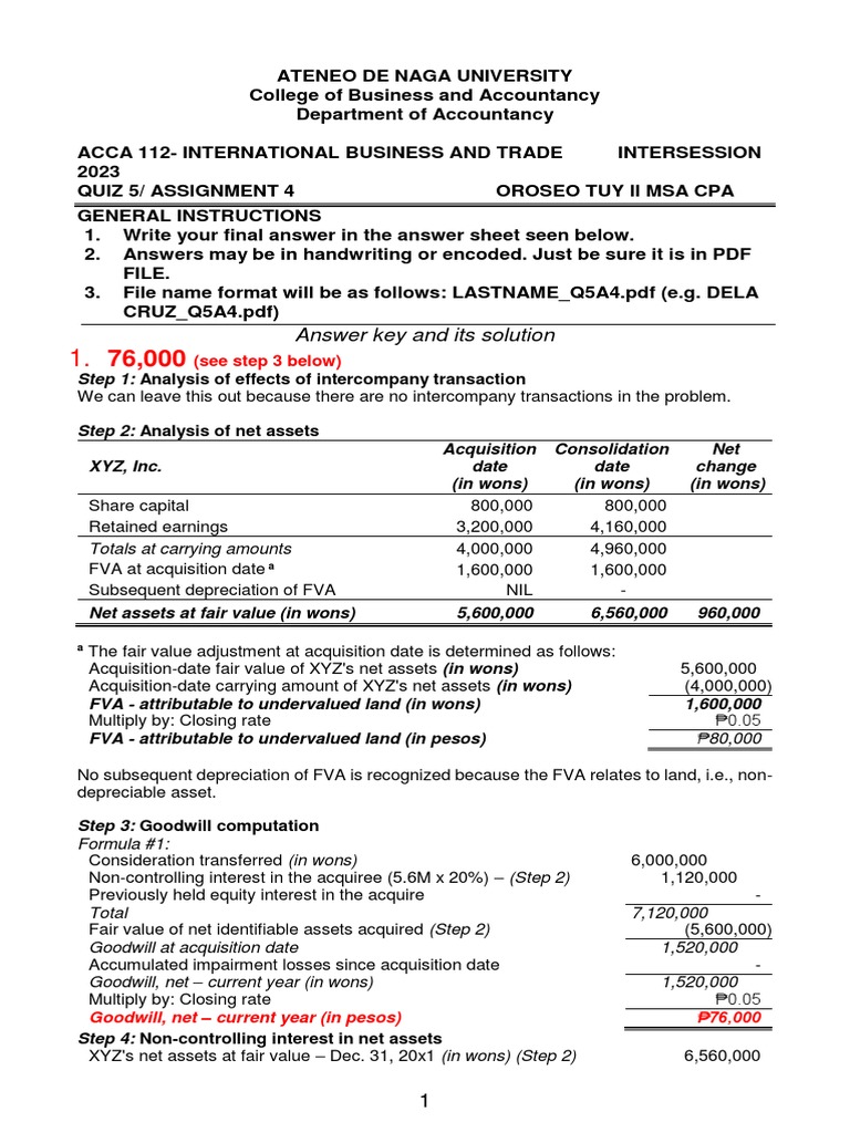 ACCA112-Q5A4 (Answer Key) | PDF