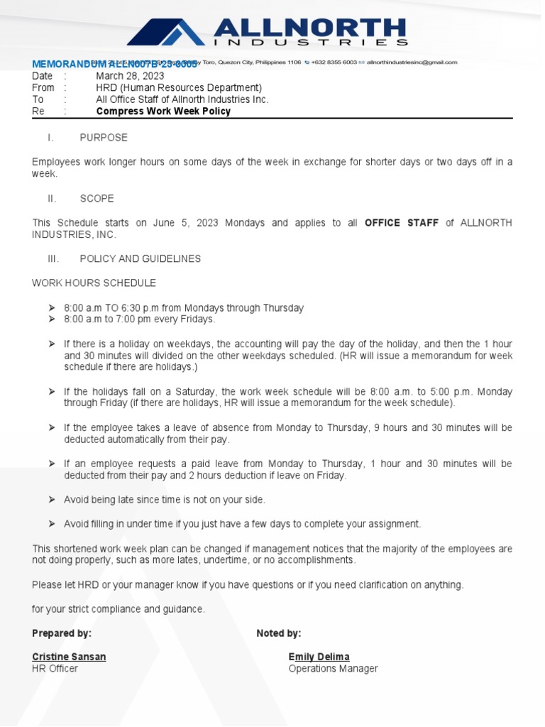 Compress Work Week | PDF | Workweek And Weekend | Labor