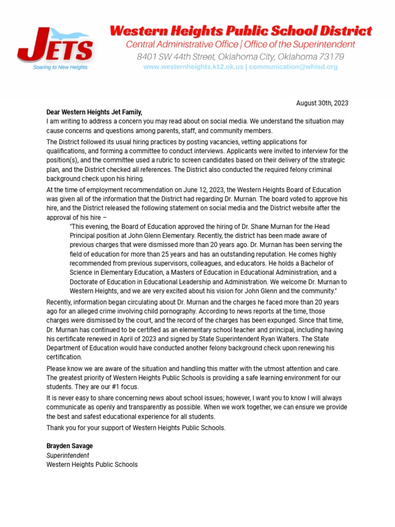 Western Heights School District Statement | PDF
