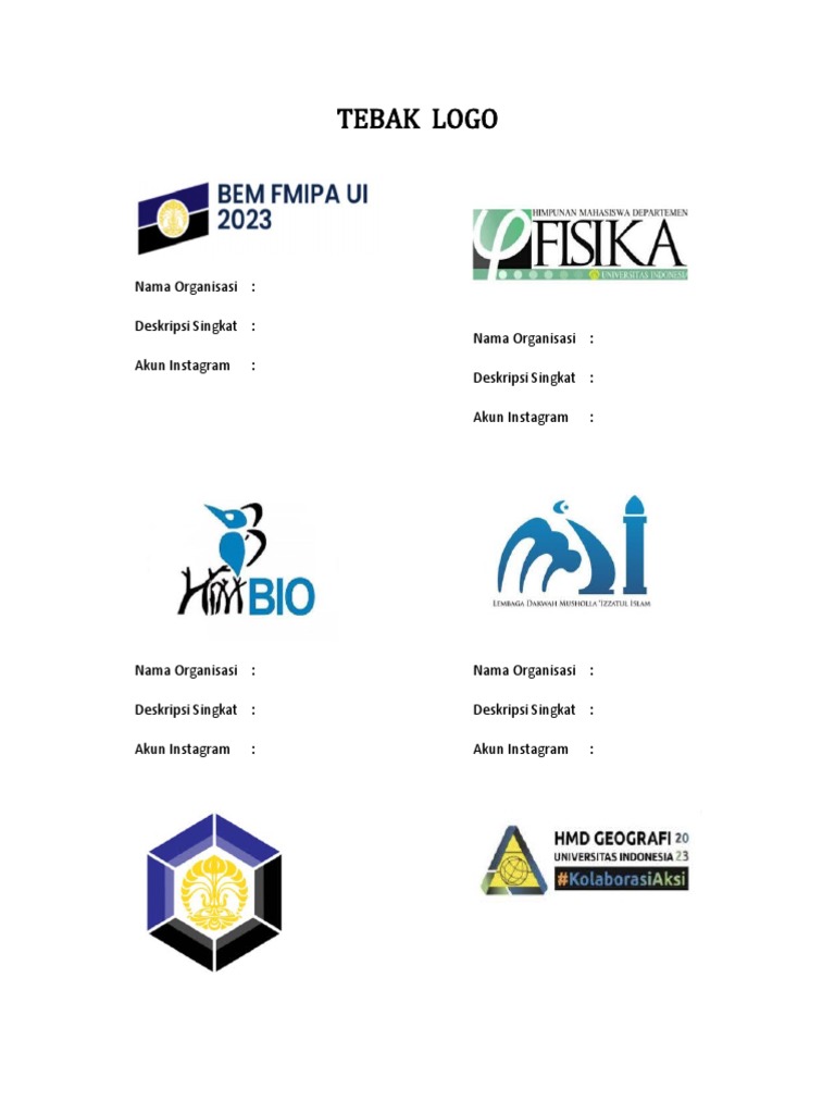 Soal Tebak Logo PSAF MIPA UI 2023 | PDF