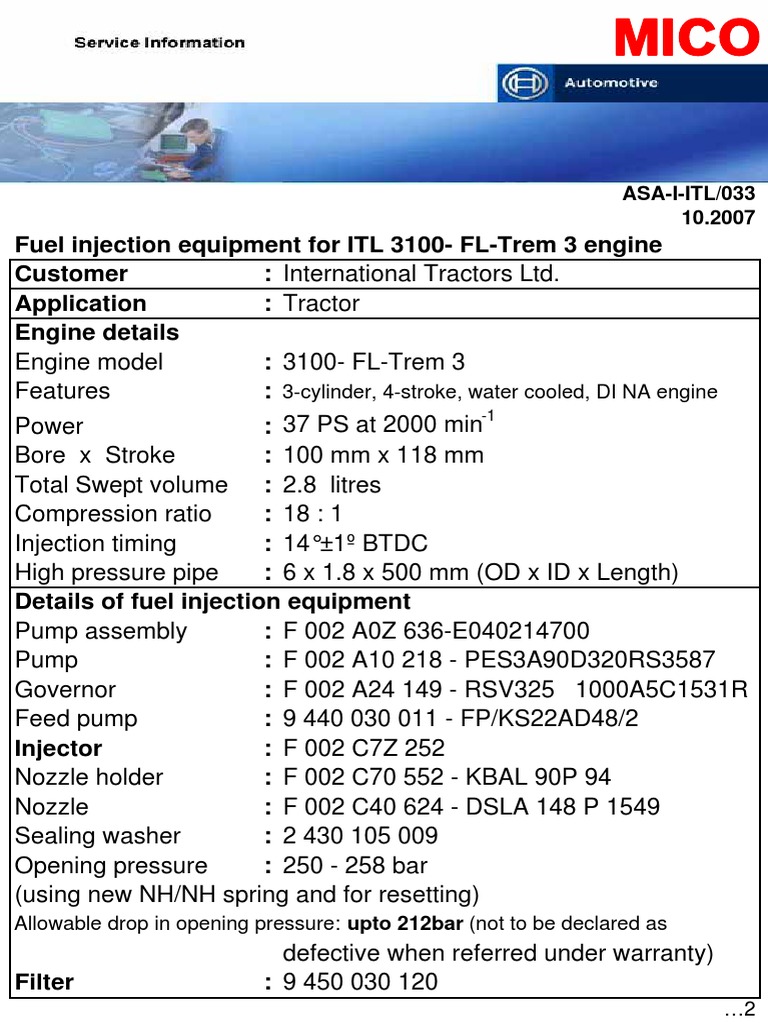 3-Cylinder, 4-Stroke, Water Cooled, DI NA Engine: ASA-I-ITL/033 10.2007 ...