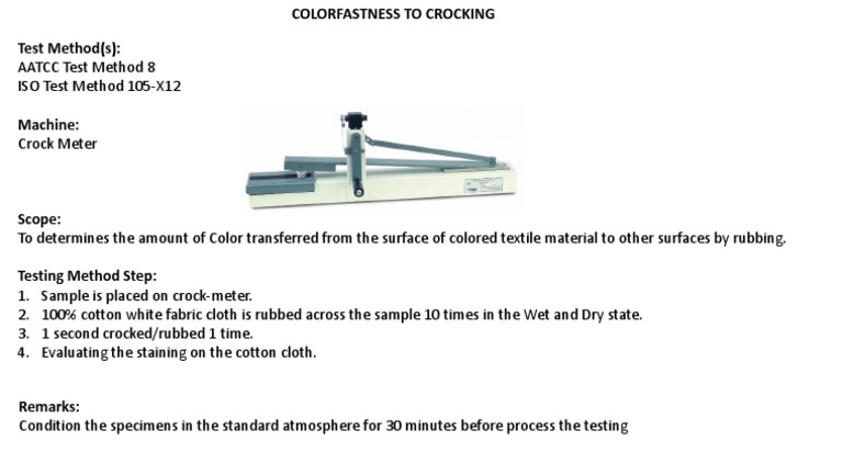 AATCC 8 Colorfastness To Crocking | PDF