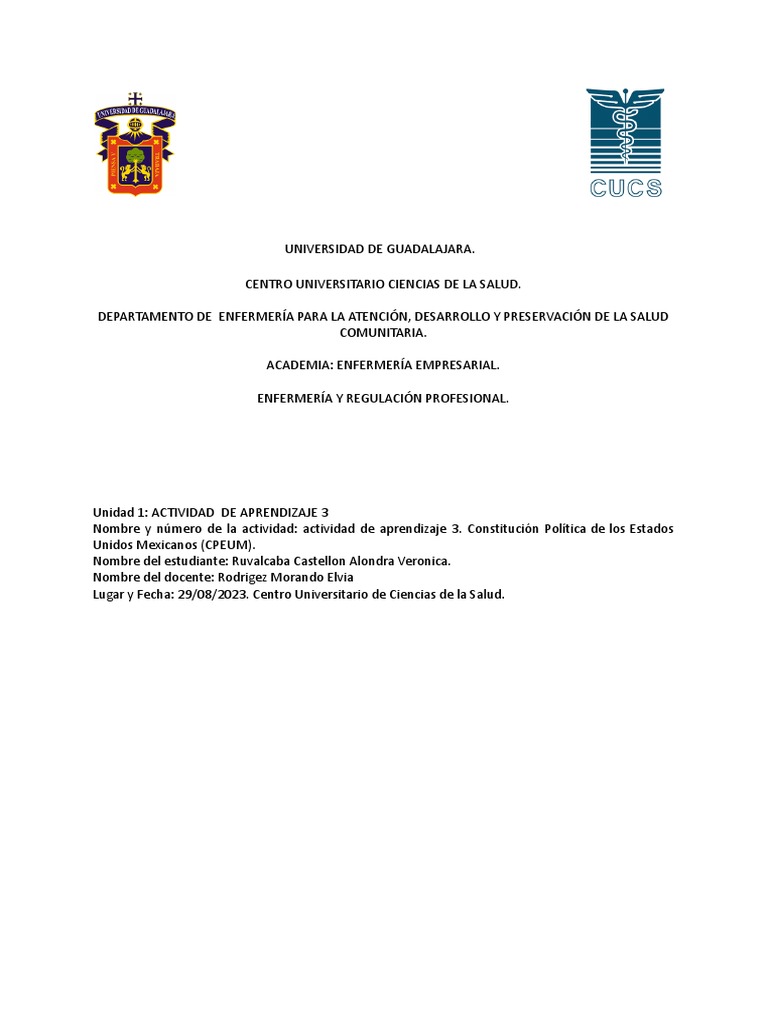Actividad de Aprendizaje 3. - Constitución de Los Estados Unidos ...