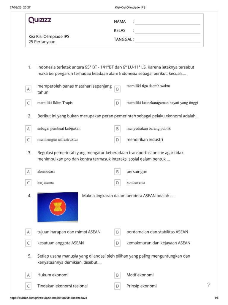 Kisi-Kisi Olimpiade IPS | PDF