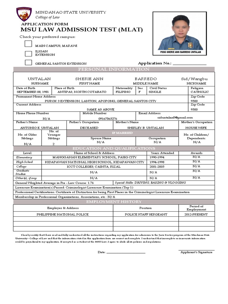 Mlat-Form - 2022-2023 Admission | PDF