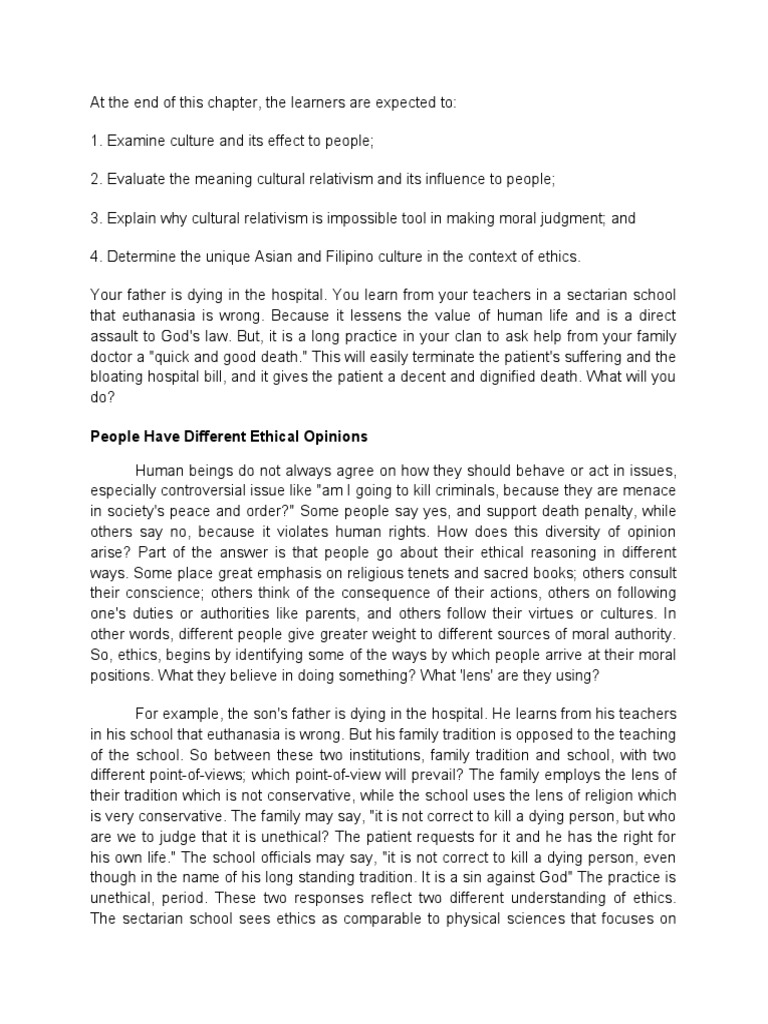 Chapter 3 - Culture-and-Ethics- (1) | PDF | Objectivity (Philosophy) | Relativism