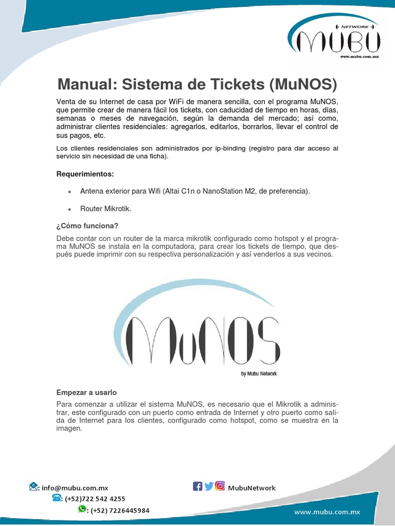 MANUAL Sistema de Tickets MuNOS | PDF | Enrutador (Computación ...