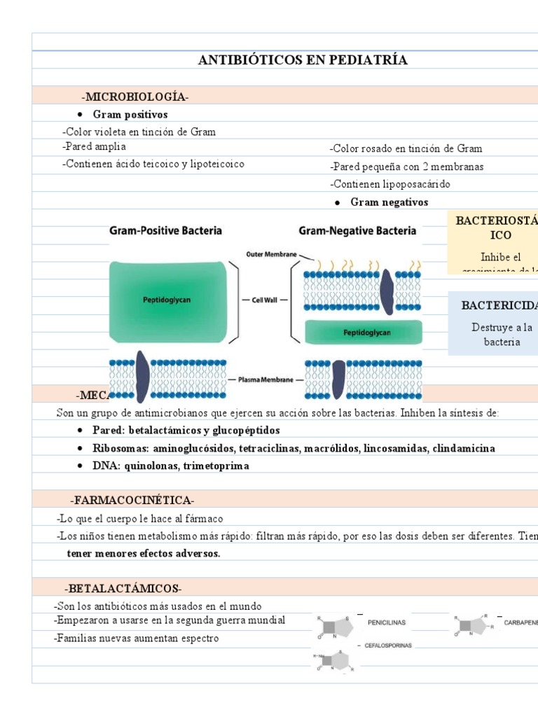 Antibióticos en Pediatría Apunte | PDF | Penicilina | Antibióticos
