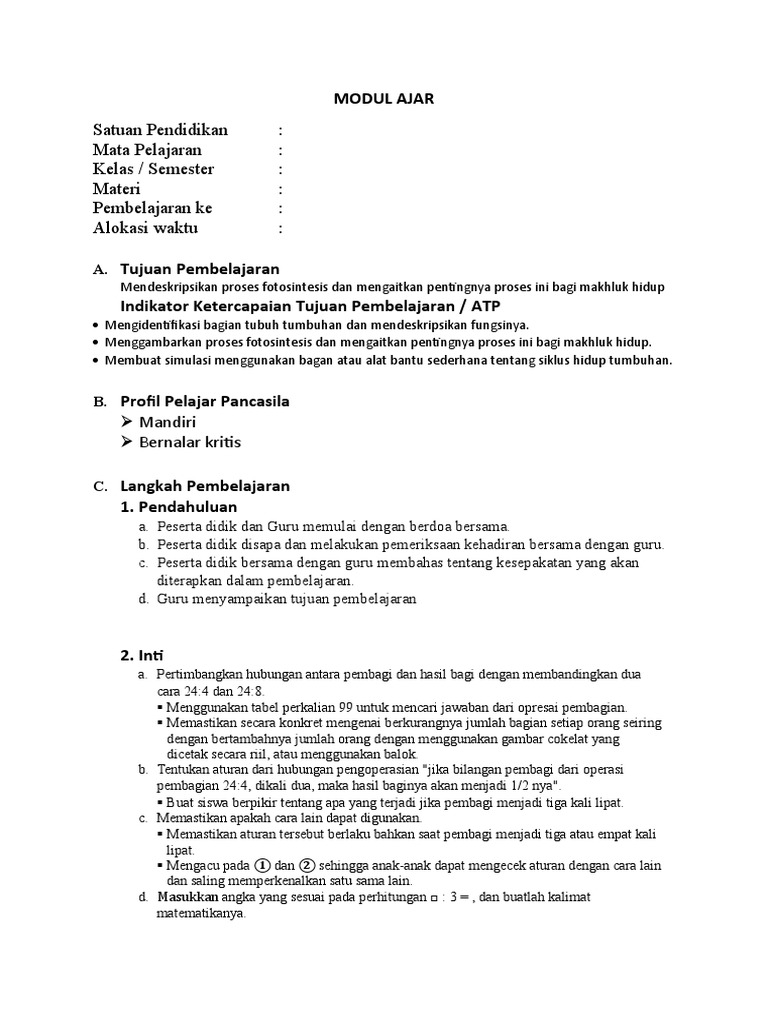 contoh MODUL AJAR.isi | PDF