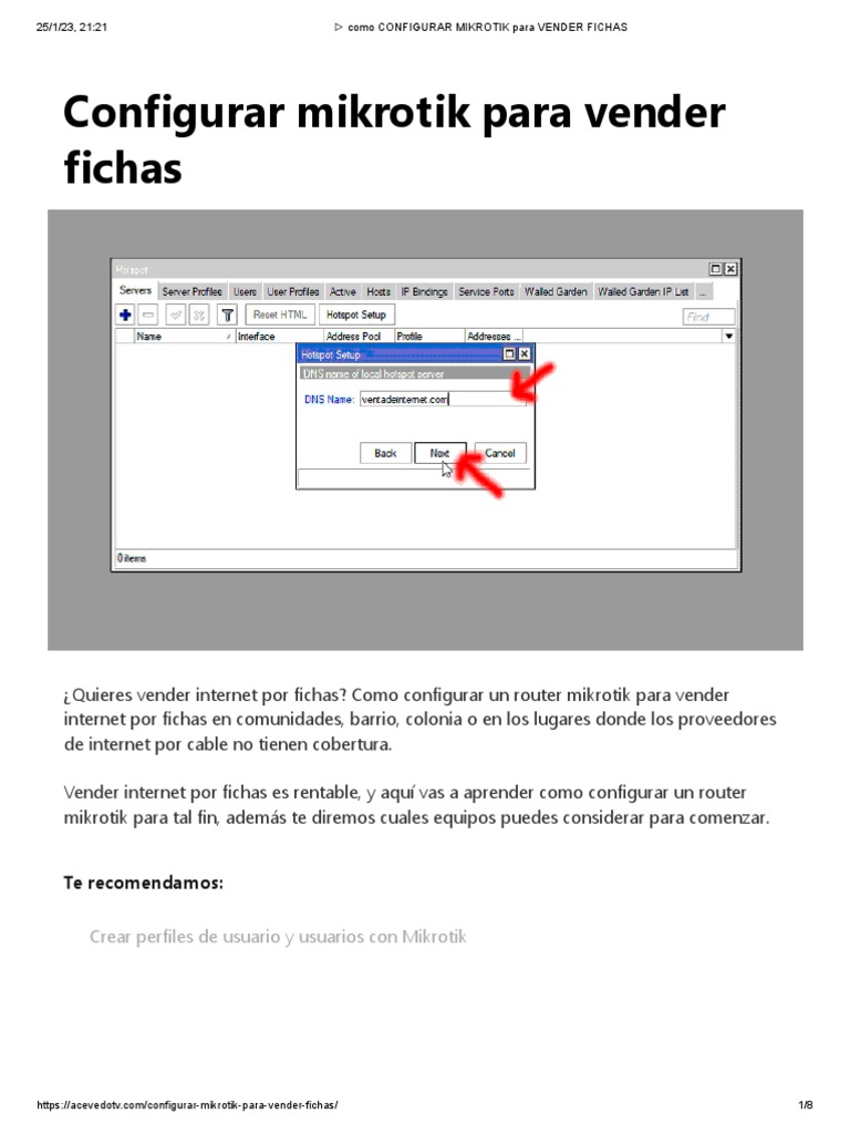 Configuración de Mikrotik para Fichas | PDF | Internet | Enrutador ...