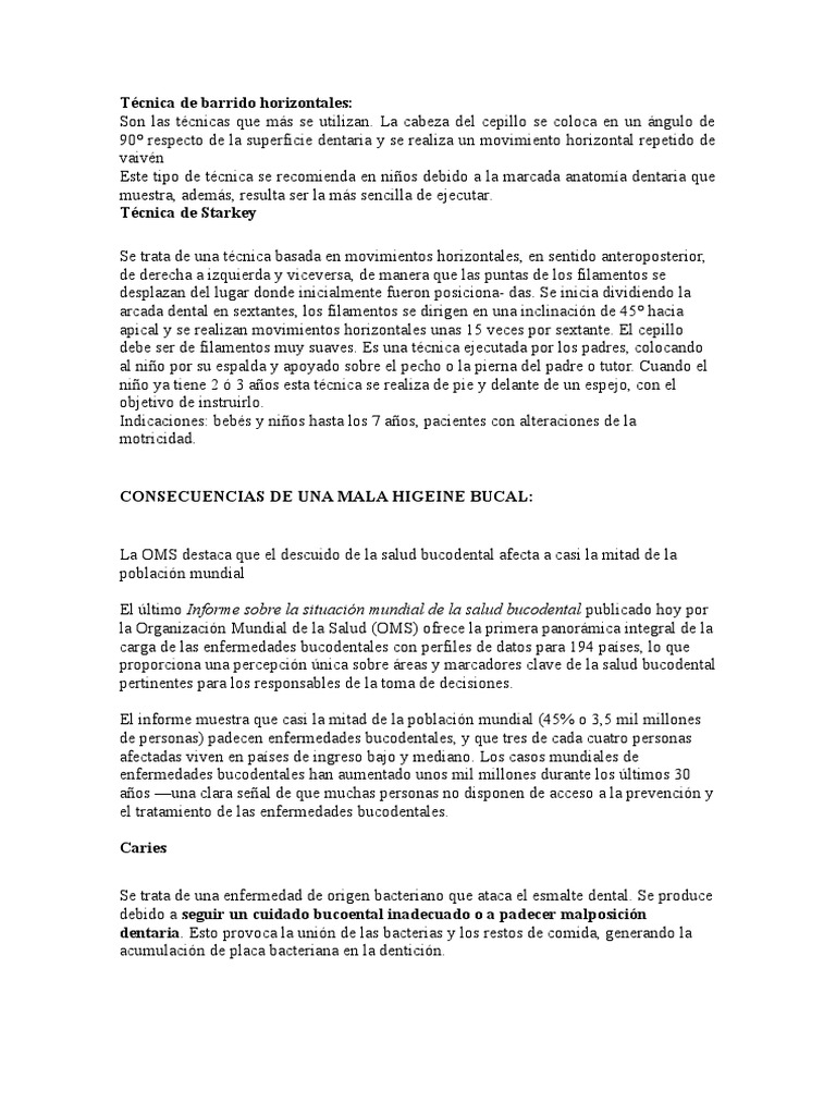 Técnica de Barrido Horizontales | PDF | Diente | Causas de la muerte