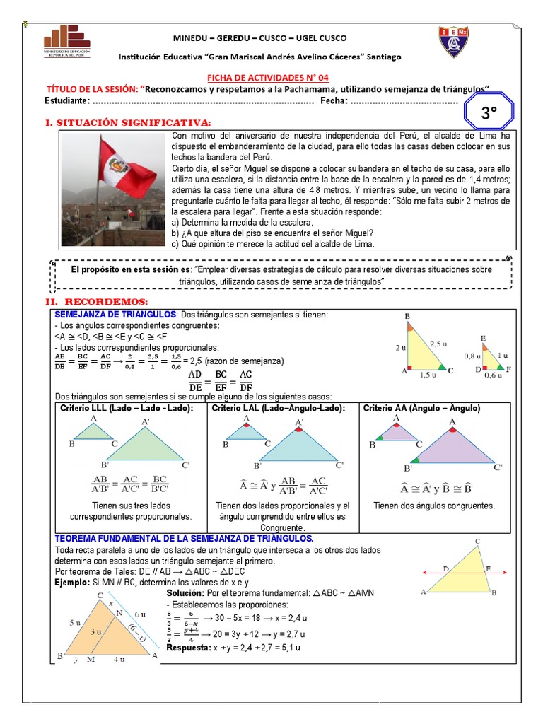 Ficha 4 - 3ero - Eda4 | PDF | Triángulo | Geometría euclidiana