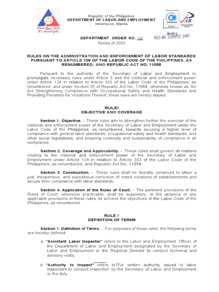 D o - 238-23 | PDF | Occupational Safety And Health | Employment