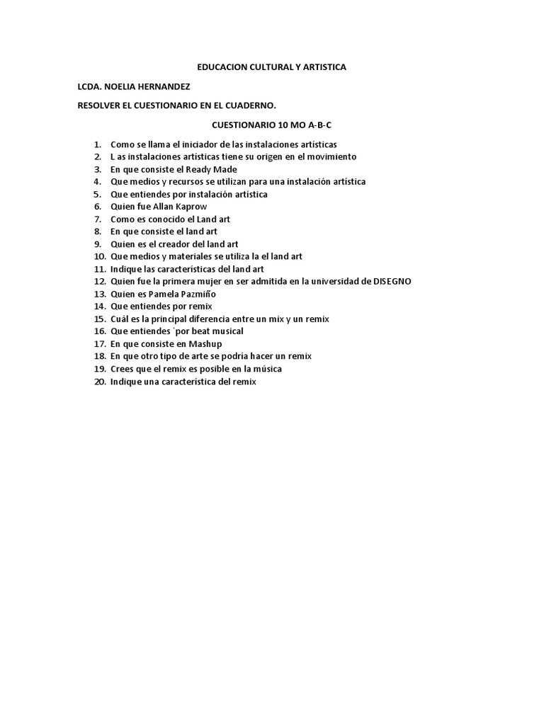 CUESTIONARIO DE ECA 10 MO Segundo QUIMESTRE . | PDF
