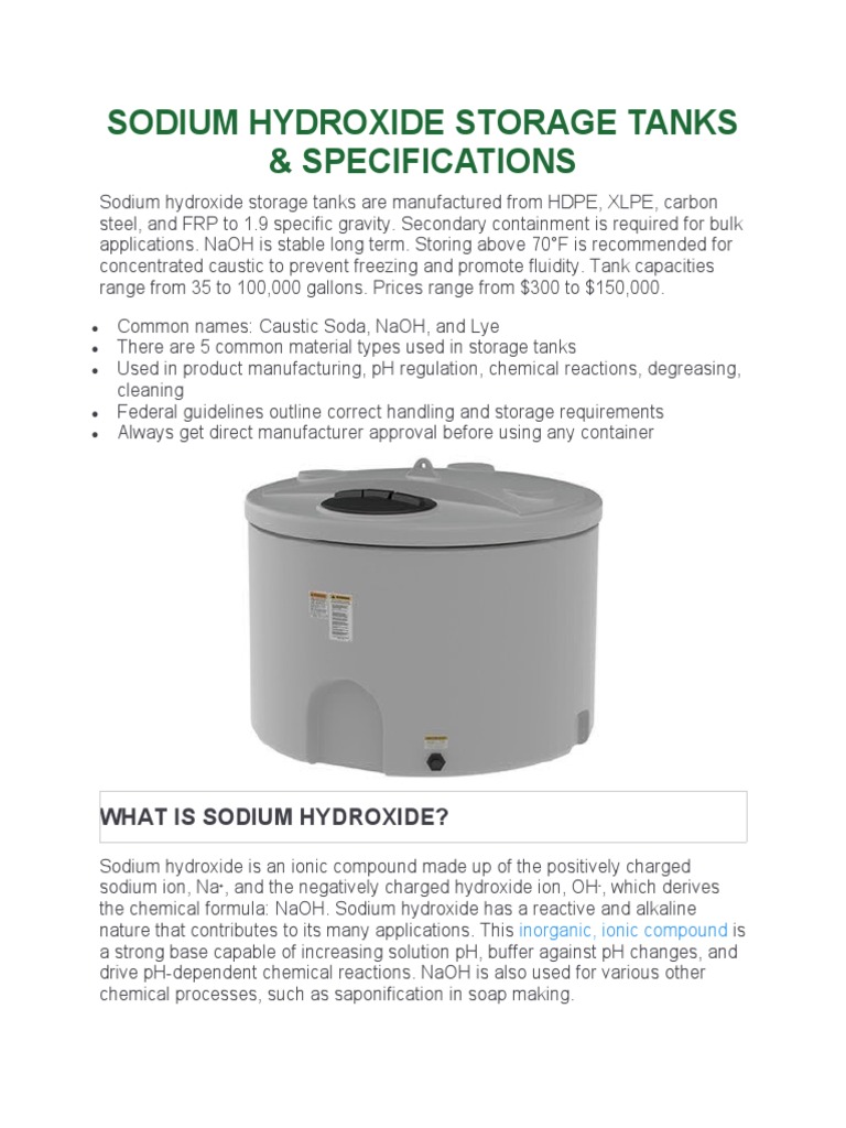 Sodium Hydroxide Storage Tanks | Download Free PDF | Sodium Hydroxide ...