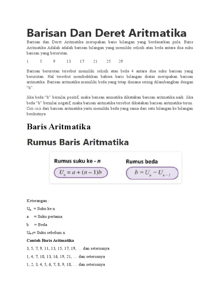 Barisan Dan Deret Aritmatika | PDF