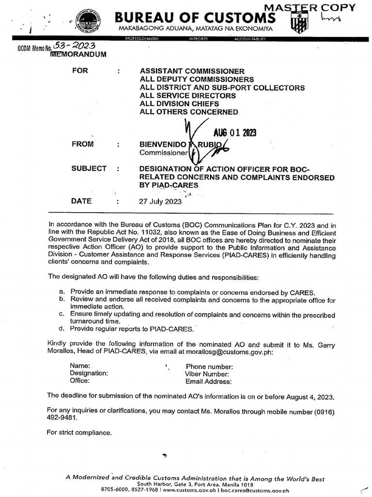 2023-53-Ocom Memo | PDF