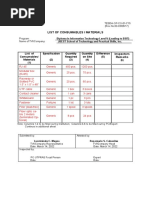 List of Consumables Materials - Template | PDF